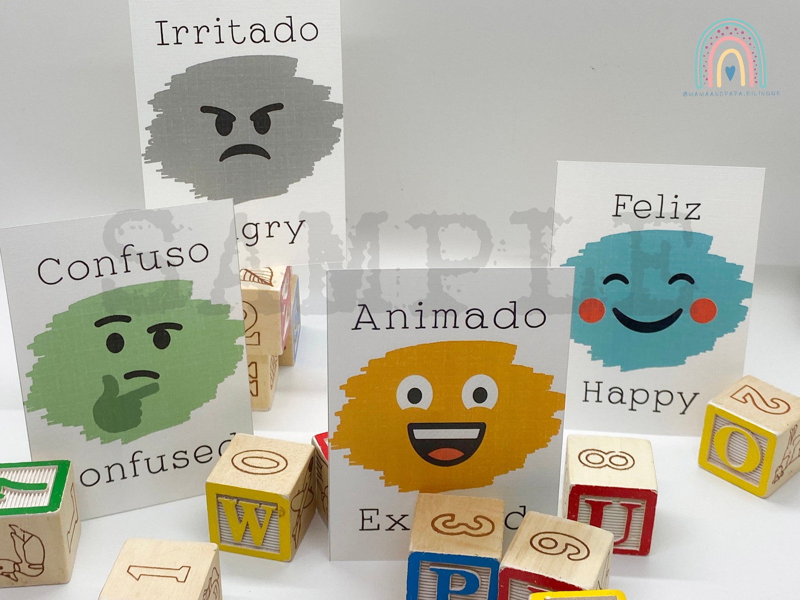 PRINTABLE PDF Bilingual Emotions Flashcards Portuguese and English ...