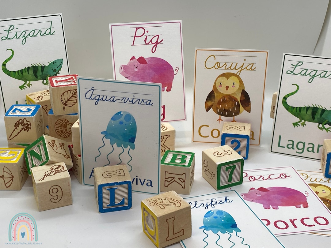 PRINTABLE PDF Bilingual Animals Memory Game - Portuguese / English ...