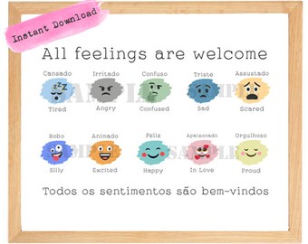 PRINTABLE PDF Bilingual Emotions Flashcards Portuguese and English ...