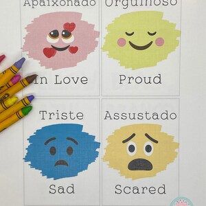 PRINTABLE PDF Bilingual Emotions Flashcards Portuguese and English ...