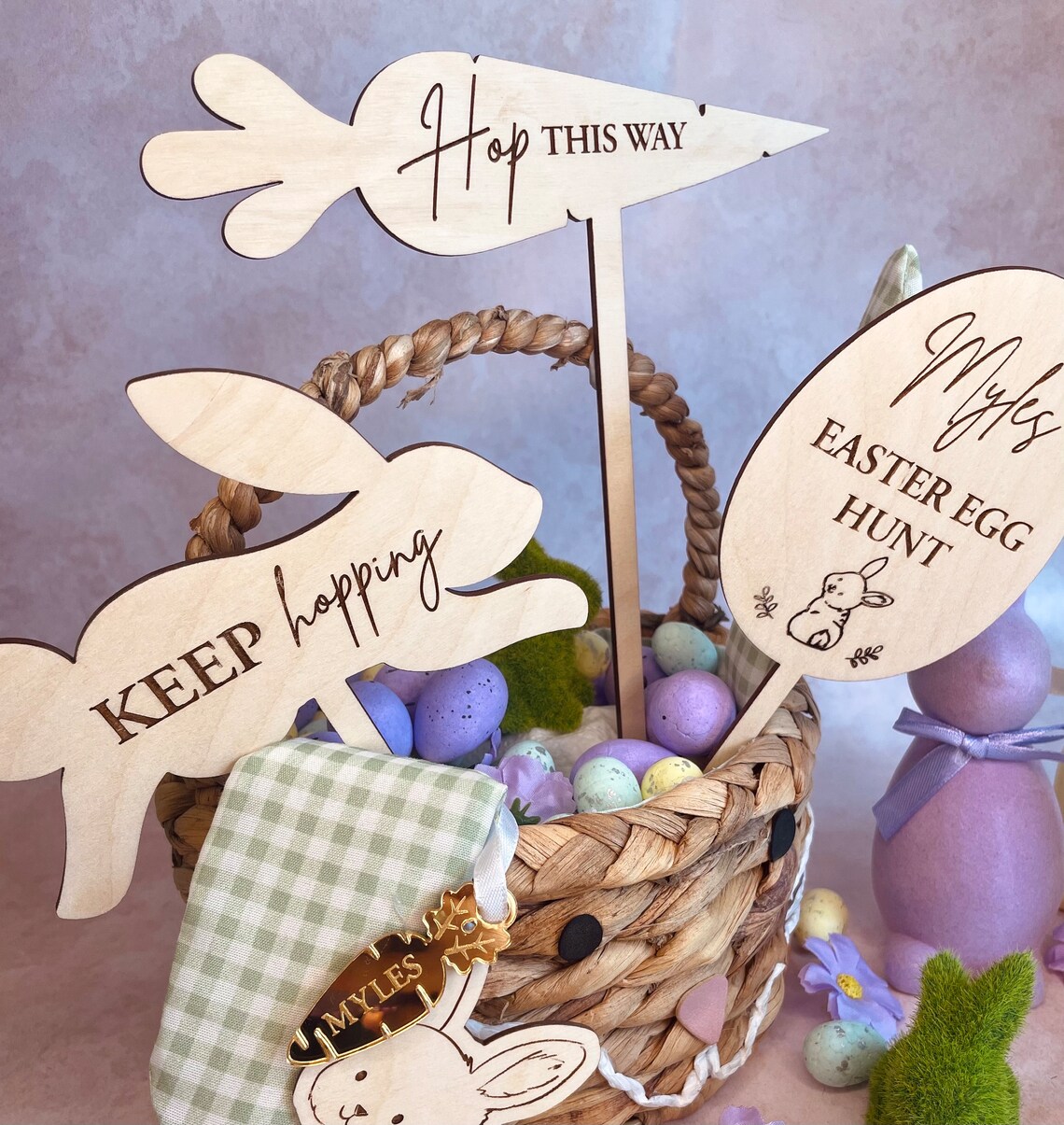 Personalised Easter Egg Hunt Signs | Easter Gift Basket Gift Tag ...