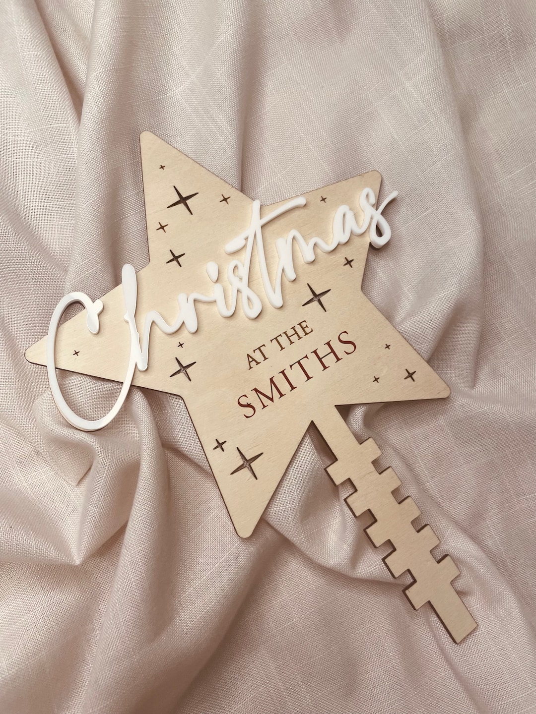 Personalised Christmas Tree Topper | Monogram | Lasercut | Christmas ...