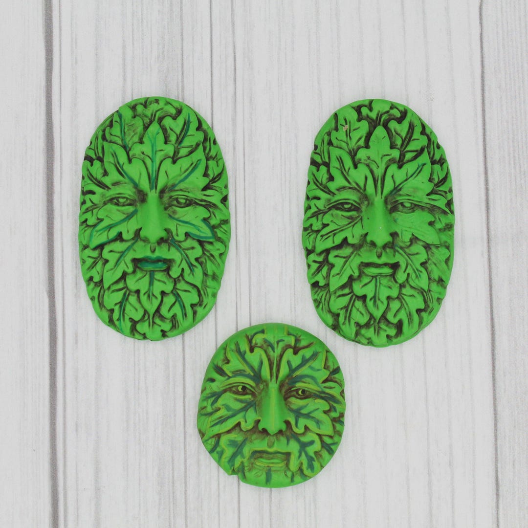 Green Man Spirit Doll Faces – Polymer Clay Faces for Mixed Media, Art ...
