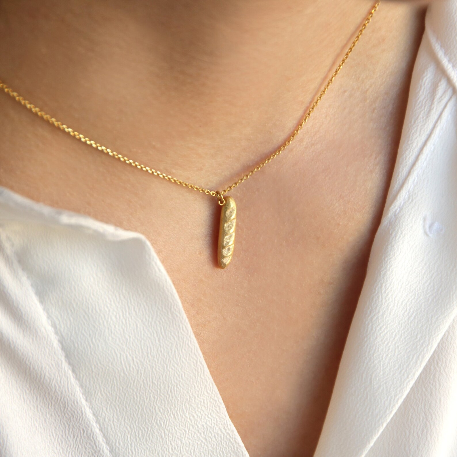 French Baguette Charm Necklace – Bread Necklace – Food Jewelry ...