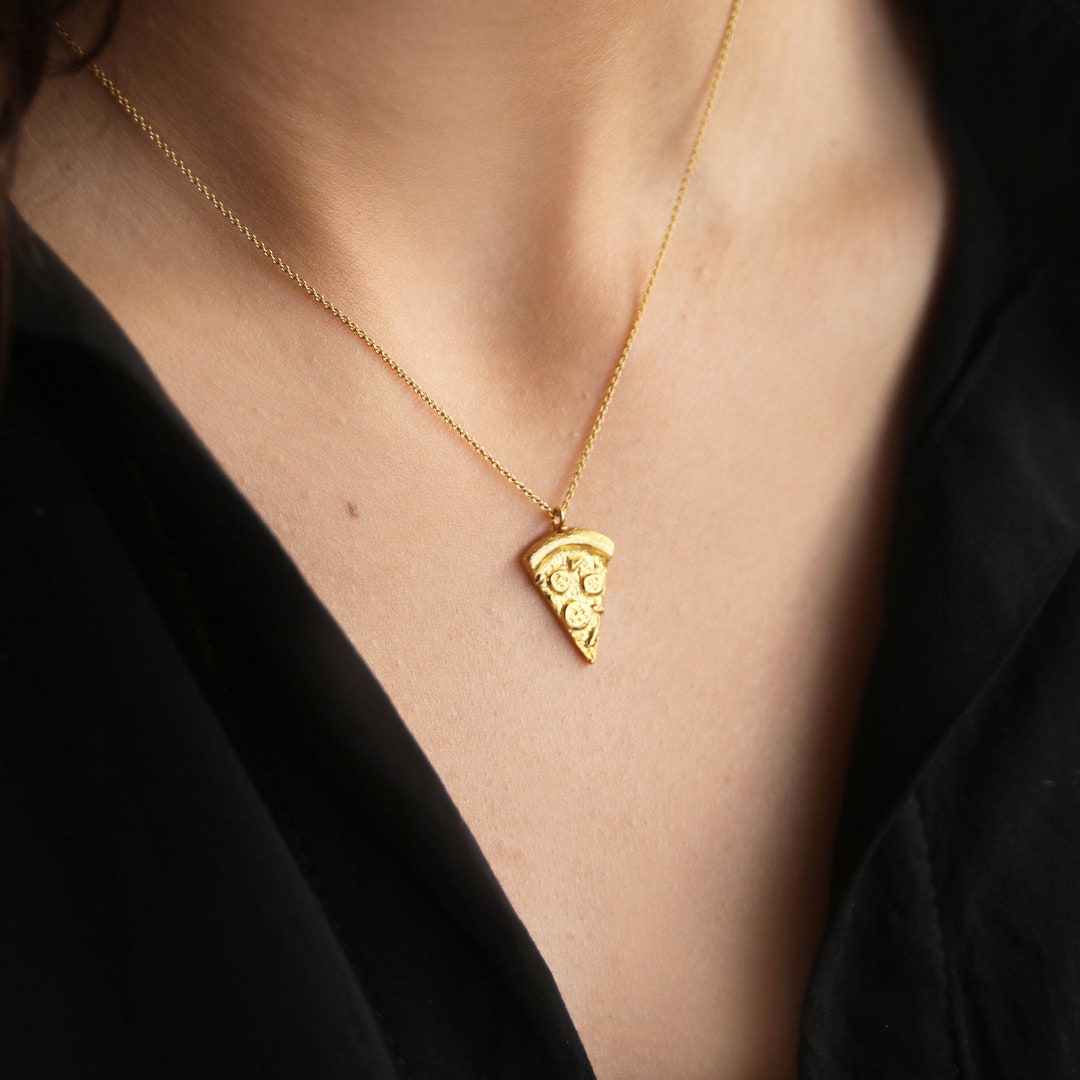 Pizza Slice Necklace, Minimalist Sterling Silver Food Necklace ...