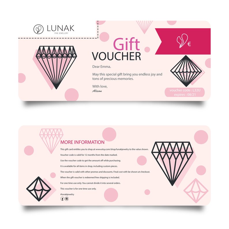 100 Euros Gift Certificate Printable Gift Card Last Minute - Etsy