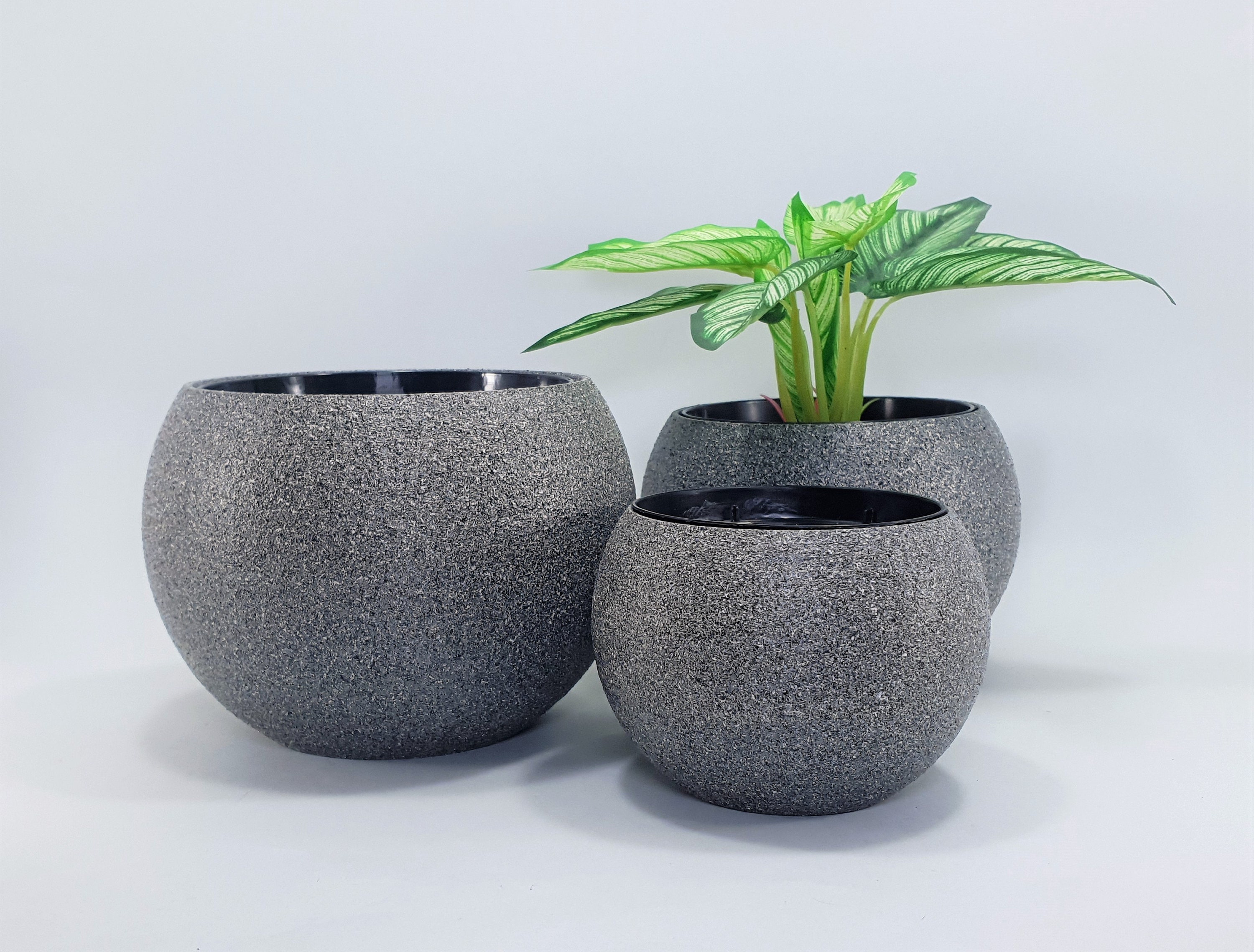 Sphere Planter Rock Granite Stone Look Planter Live Flowers | Etsy Canada