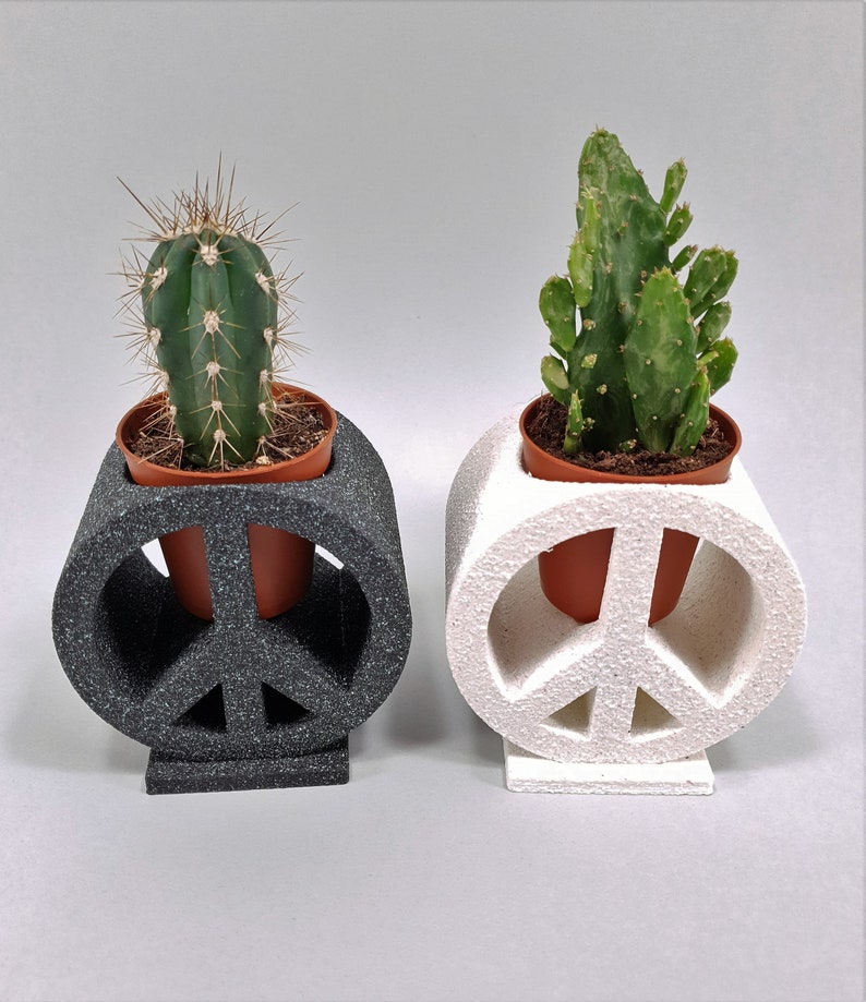 Peace sign Succulent pot Granite stone look Peace symbol logo | Etsy