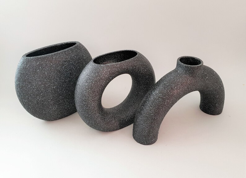 Minimalist White Vase Black Vase Granite Stone Look Flower | Etsy