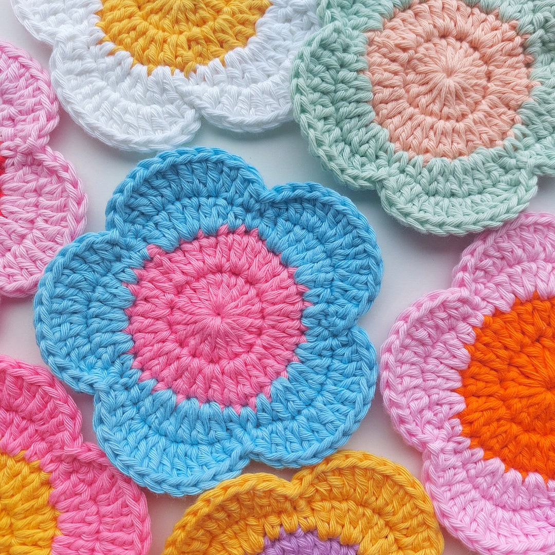 Crochet Flower Coasters, Easy Crochet Pattern for Beginners, Crochet ...