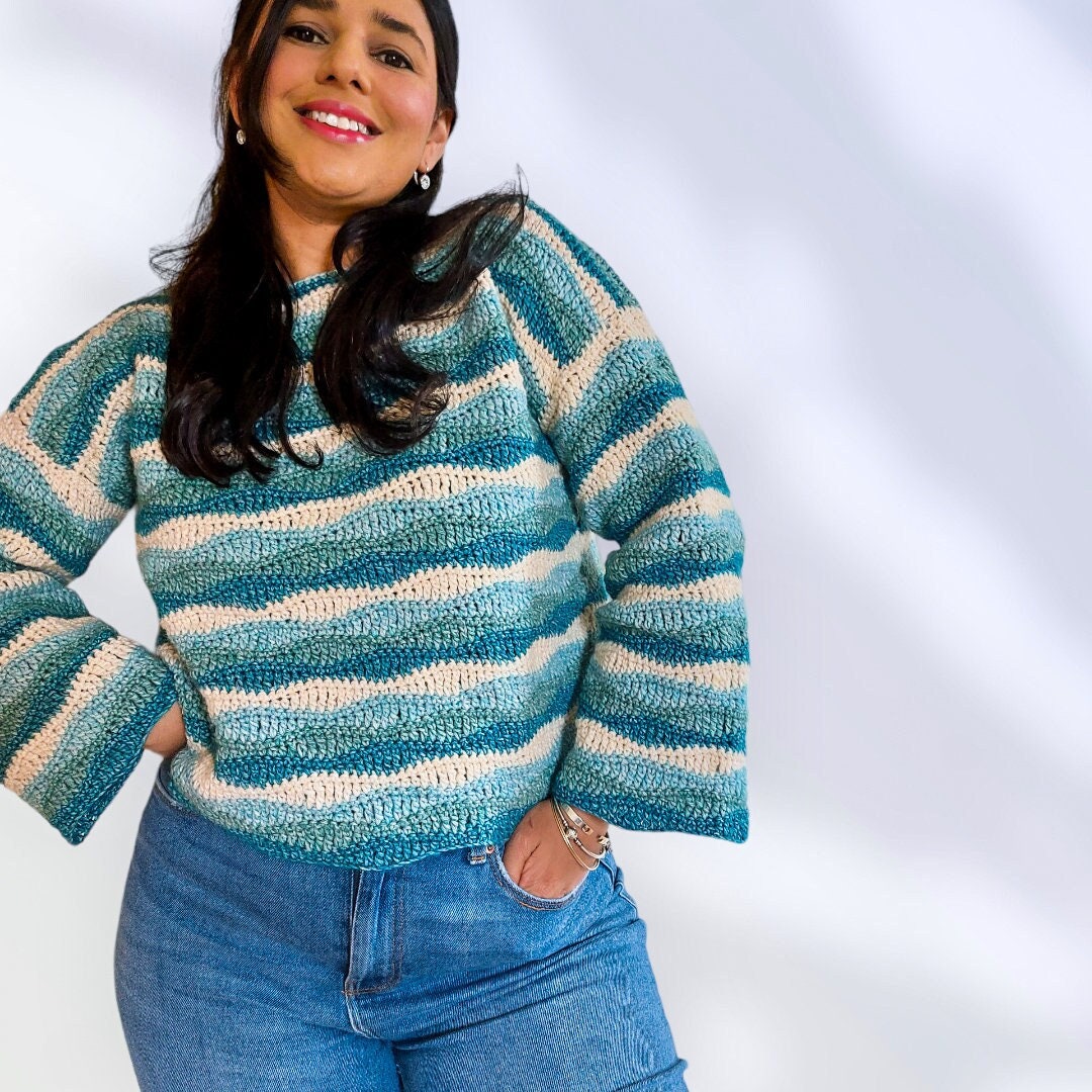 Crochet Sweater Pattern, Crochet Waves Sweater, Crochet for Fall, Cozy ...