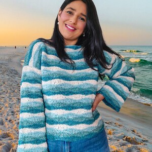 Crochet Sweater Pattern, Crochet Waves Sweater, Crochet for Fall, Cozy ...