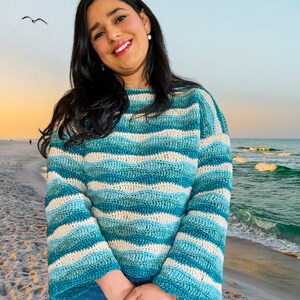 Crochet Sweater Pattern, Crochet Waves Sweater, Crochet for Fall, Cozy ...