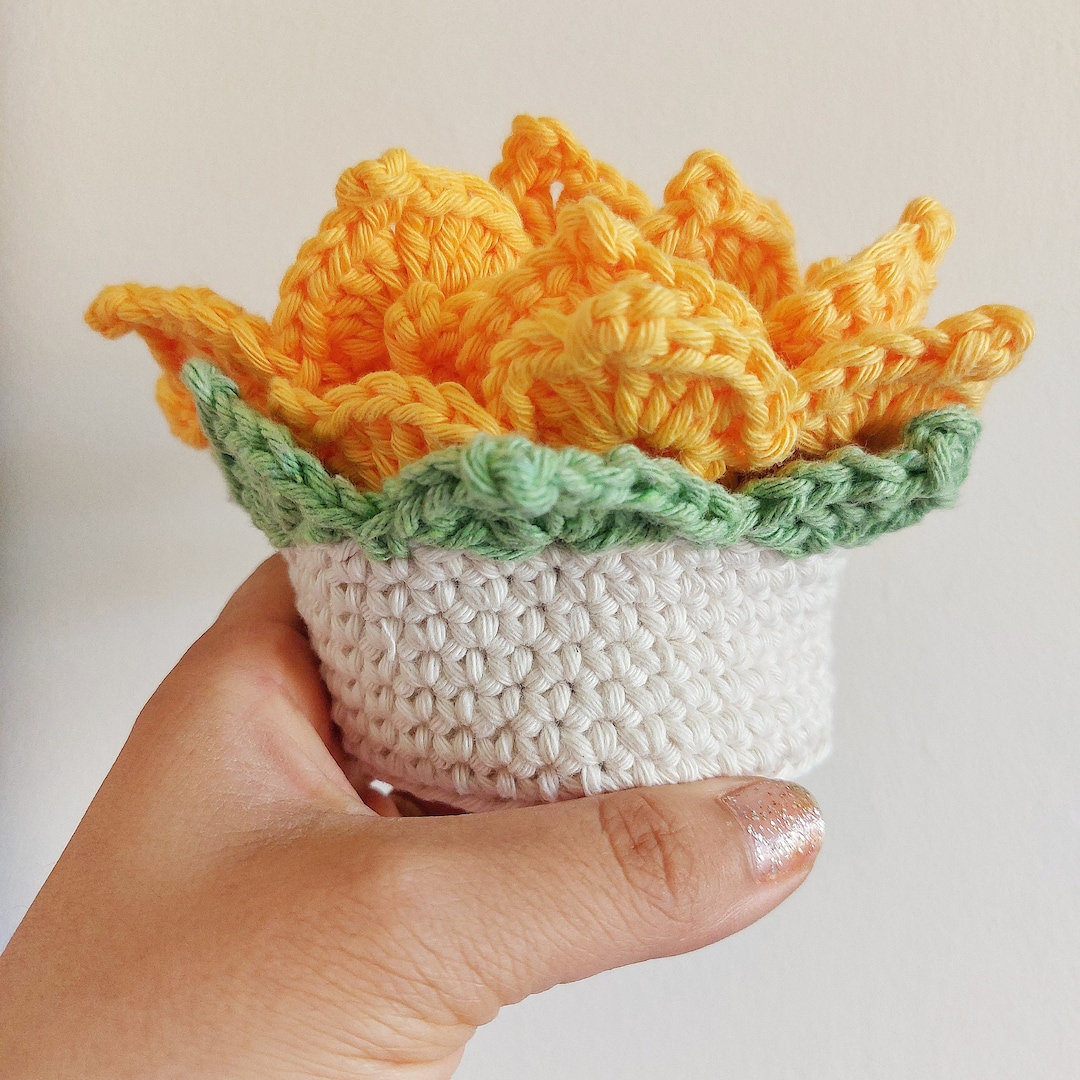 Crochet Flower Pot Pattern, Crochet Sunflower Coasters, Crochet for ...