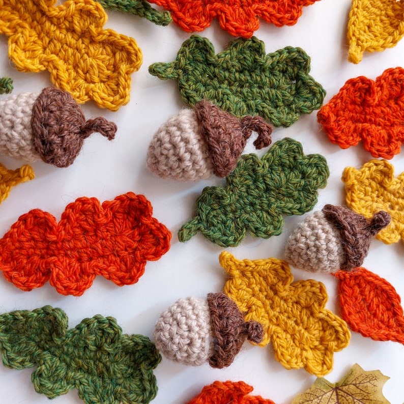 Crochet Pattern: Crochet Fall Garland, Crochet Maple Leaf, Crochet Oak ...