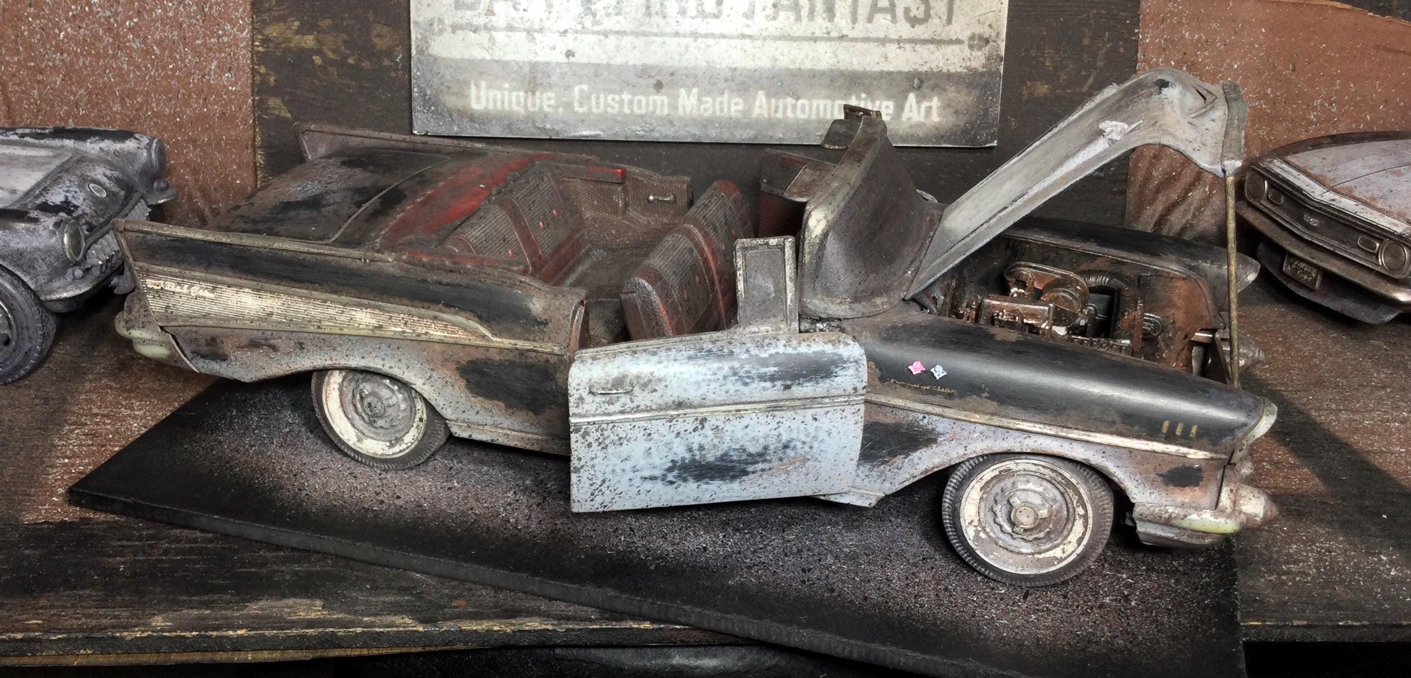 Barn Find 1957 Chevy Bel Air Model Car, 1/18, Custom Made, Rusty ...