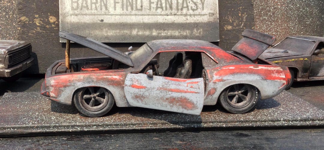 Barn Find 1973 Plymouth Barracuda Restomod Car Model, 1:24, Custom Made ...