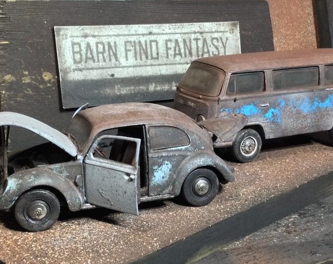 Barn Find Vintage VW Beetle & Type 2 Bus Dies Cast Model Set, Rusty ...