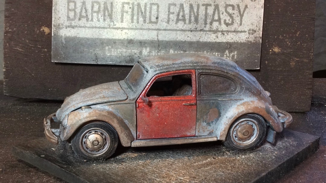 Barn Find 1973 VW Beetle Die Cast Model, Custom Made, Rusty, Distressed ...
