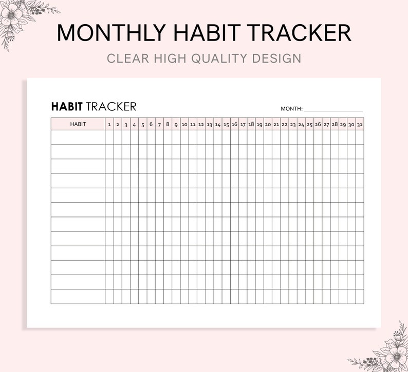 Habit Tracker Templates Printable, Monthly Habit Tracker, Daily Habits ...