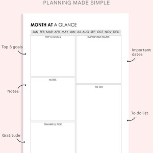 Simple Month Planner Printable Month Overview Monthly Goals - Etsy