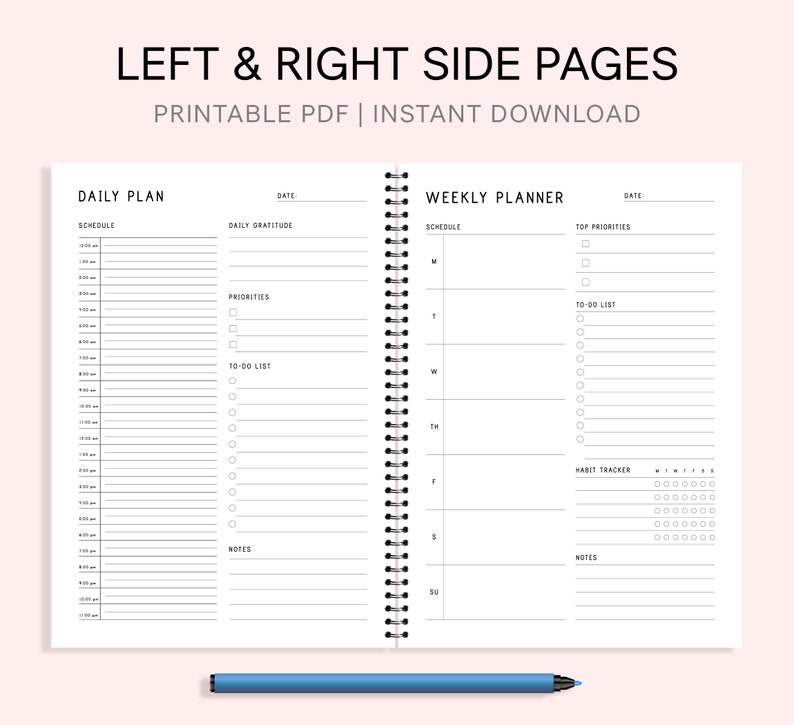 Printable Planner Bundle, Daily Planner, Weekly Planner, Monthly ...