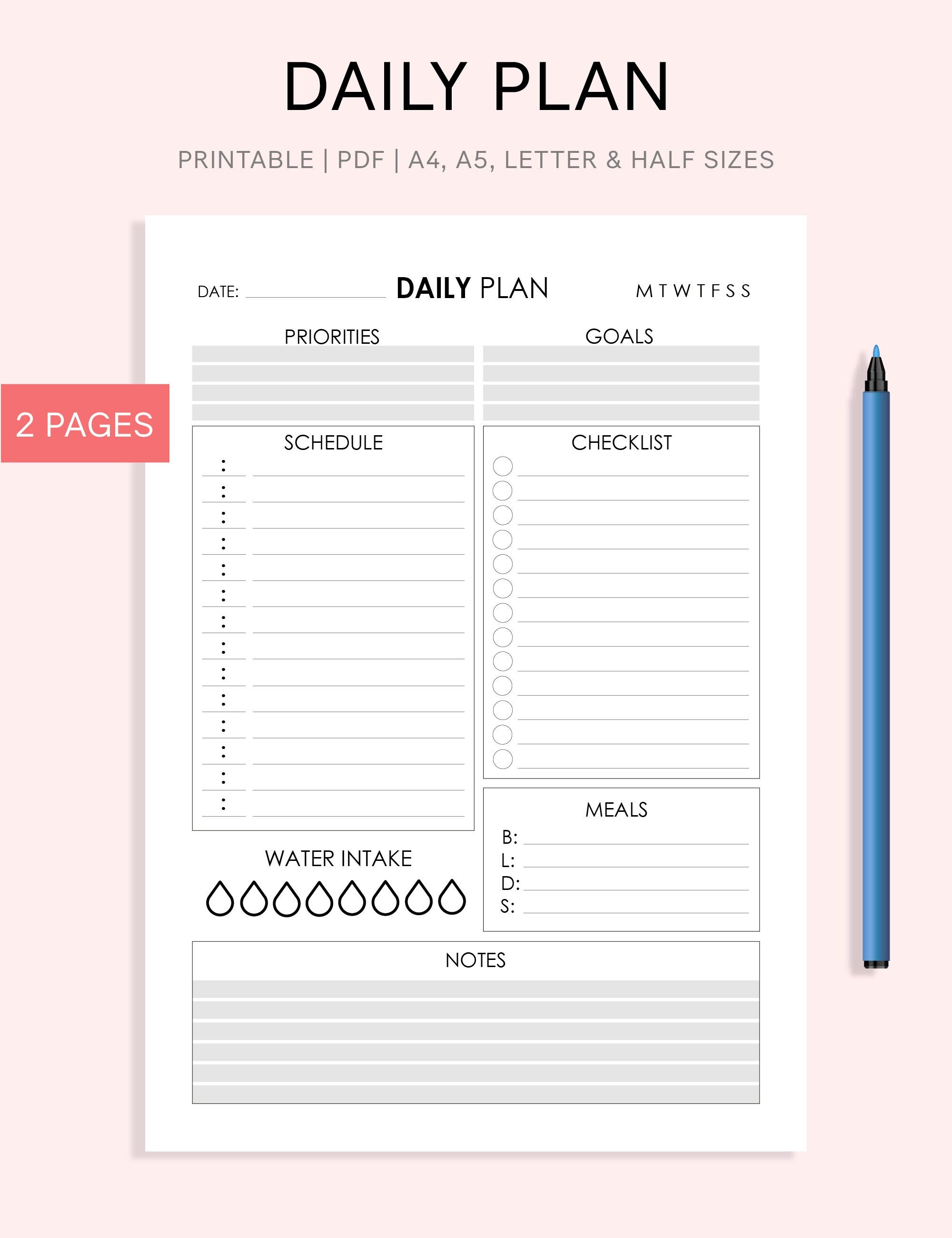 Daily Activity Planner Template