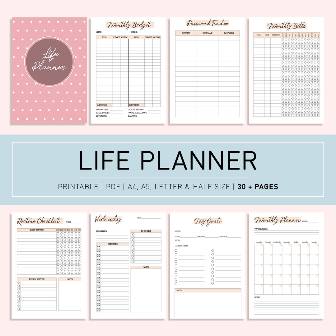Life Planner Printable, Life Planning Binder, Printable Planner Bundle ...