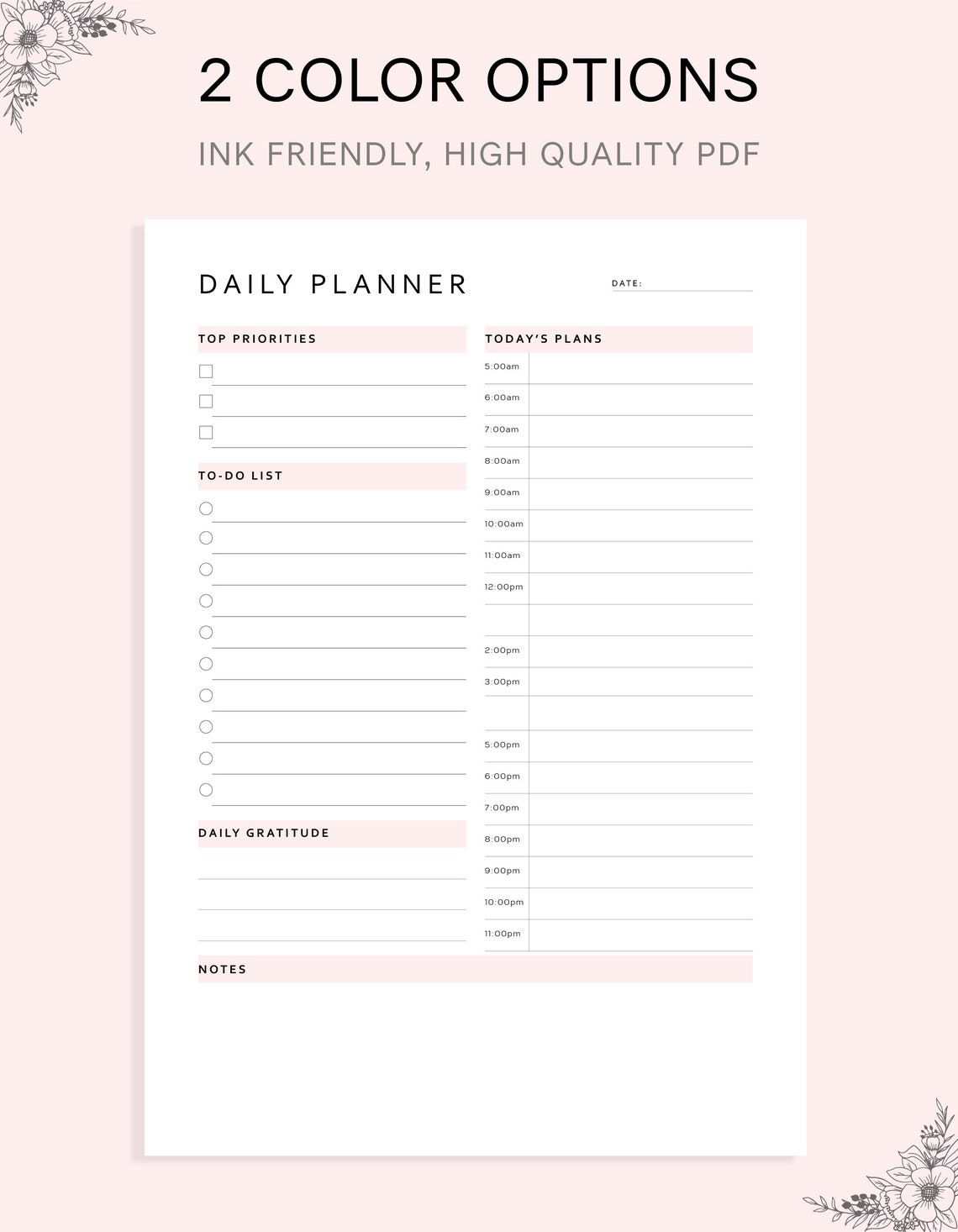 Daily Hourly Planner Printable Work Day Schedule Printable - Etsy