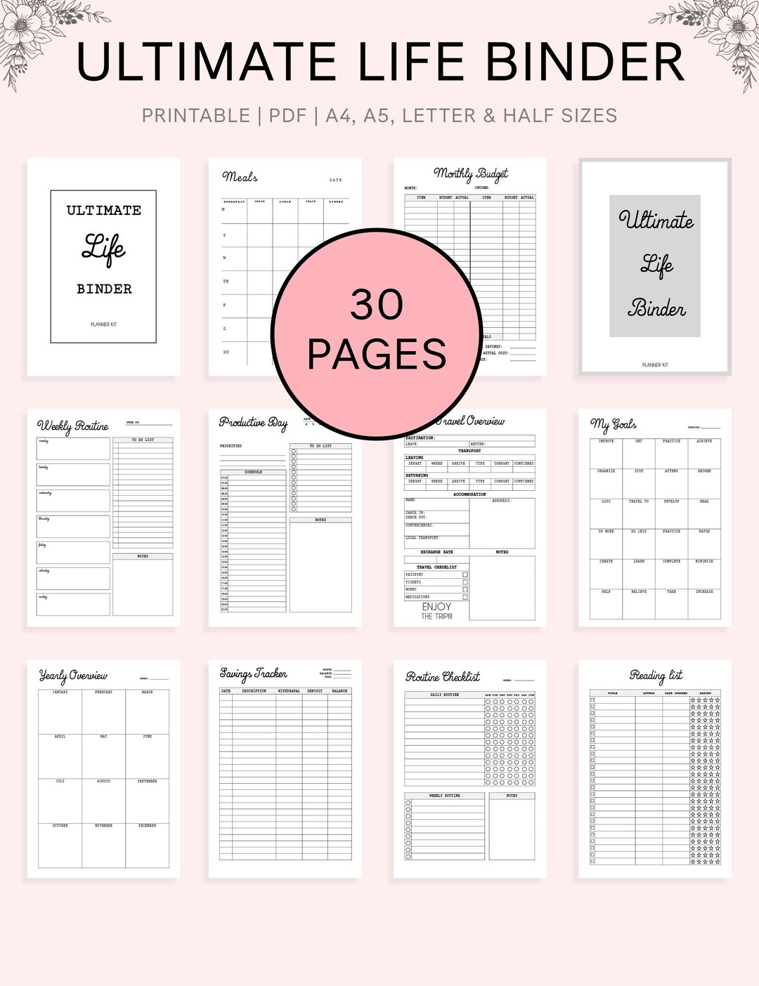 Printable Life Planner Undated Life Planner Printable - Etsy