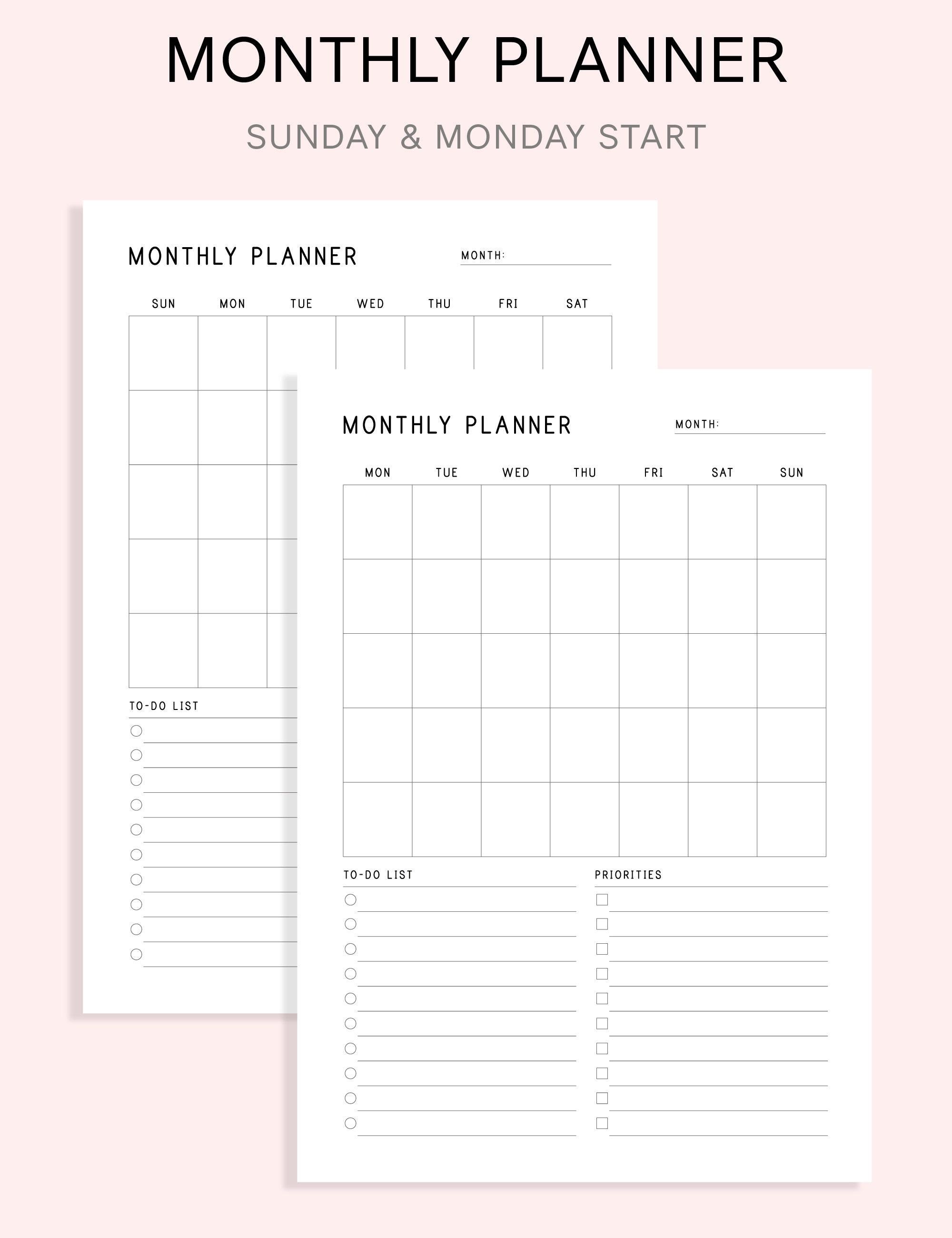 Printable Planner Bundle, Daily Planner, Weekly Planner, Monthly ...