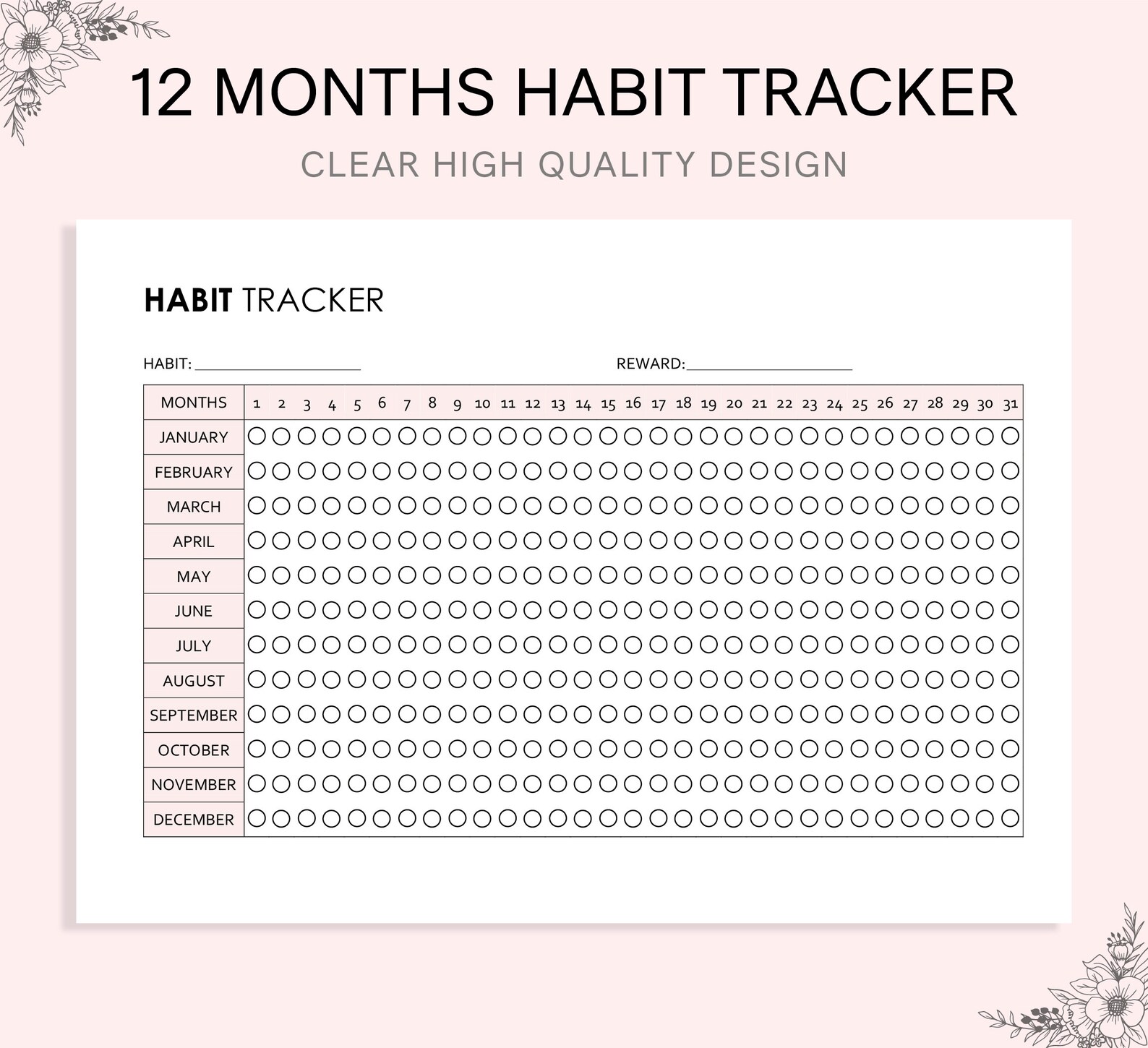 Habit Tracker Templates Printable, Monthly Habit Tracker, Daily Habits ...