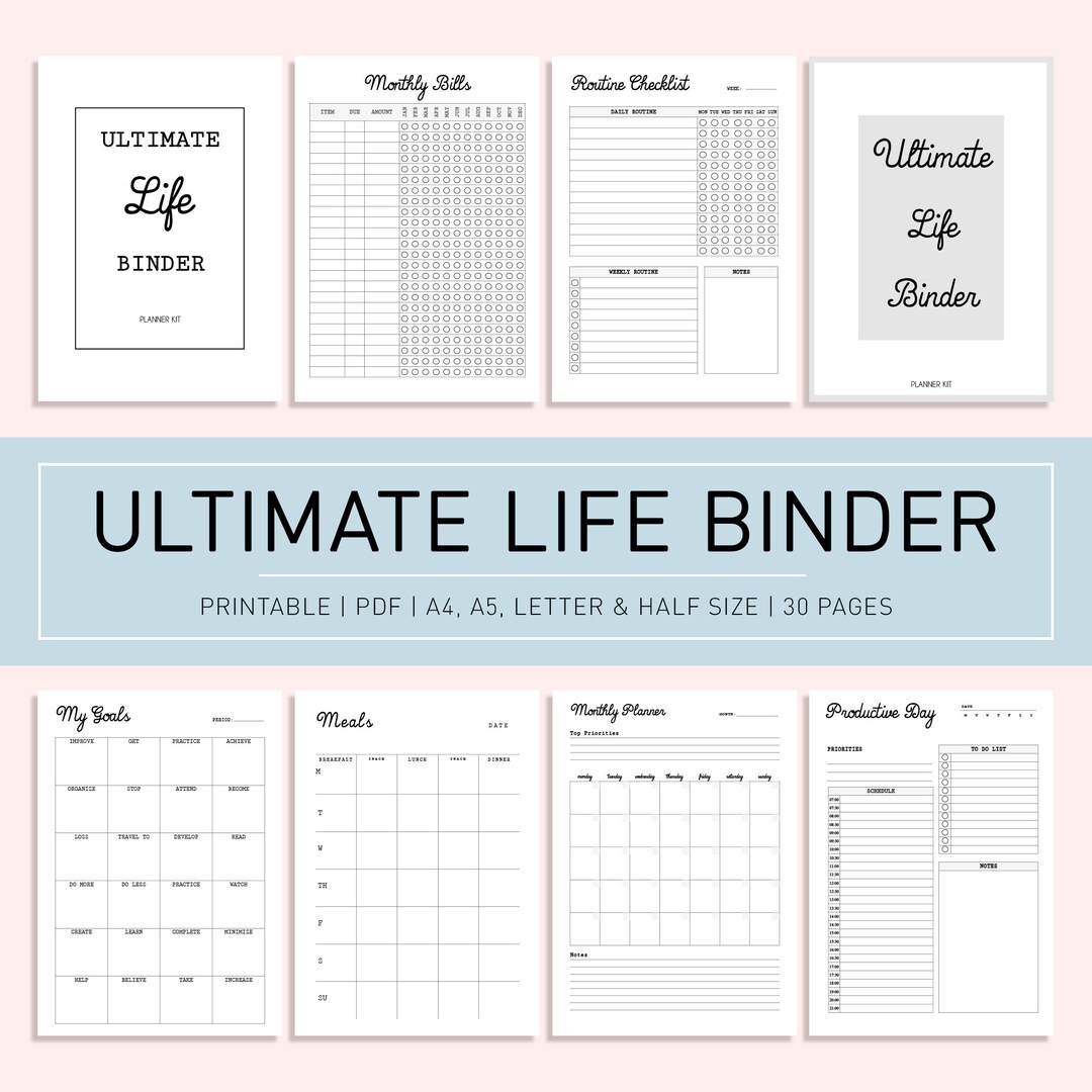Printable Life Planner, Undated Life Planner, Printable Planner Bundle ...