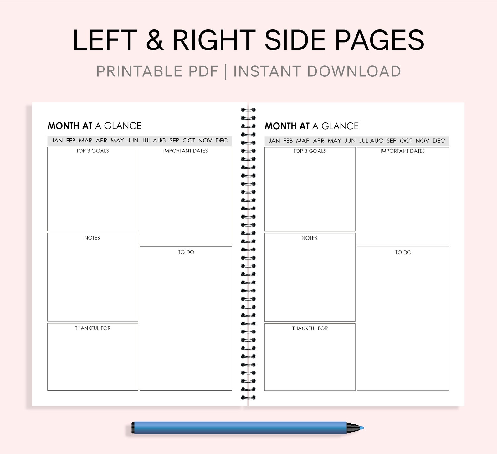 Simple Month Planner Printable Month Overview Monthly Goals - Etsy
