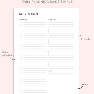 Simple Day Planner Printable Minimalist Daily Planner Daily - Etsy