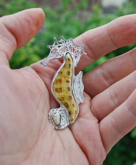 Handmade Silver Seahorse Jewelry,cloisonne Enamel Seahorse, Sea Horse ...
