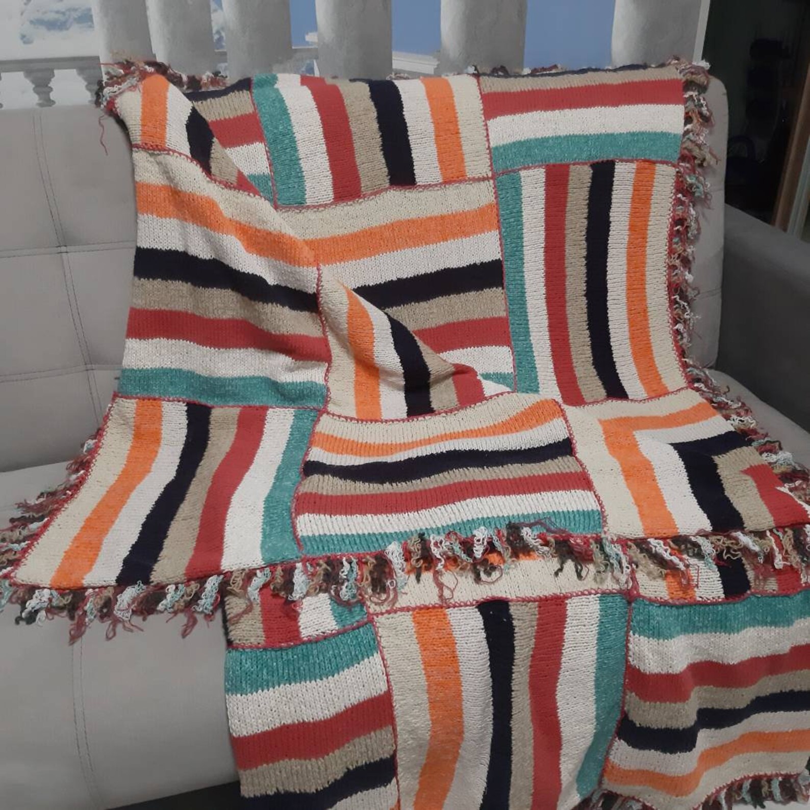 Large Two-sided Multicolor Knitting Plaid With Fringe Soft - Etsy