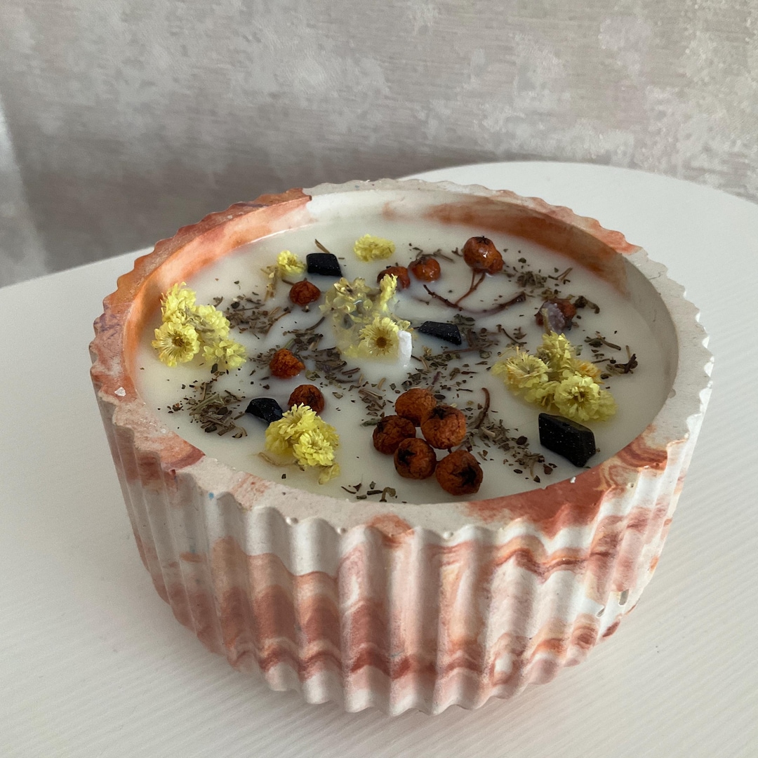 Handmade Ritual Candle in Gypsum Dish, Scented Intention Candle ...
