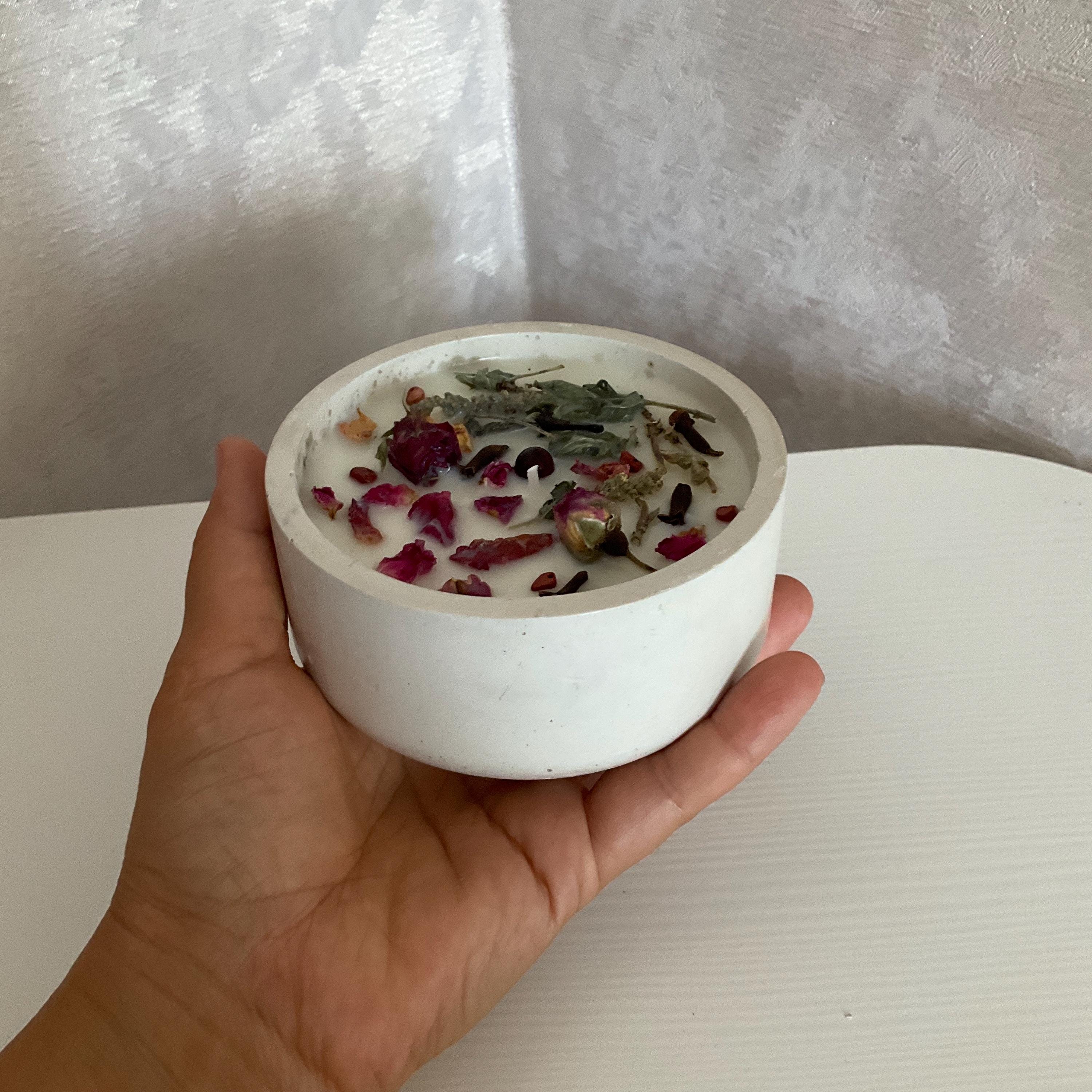 Handmade Ritual Candle in Gypsum Dish, Scented Intention Candle ...