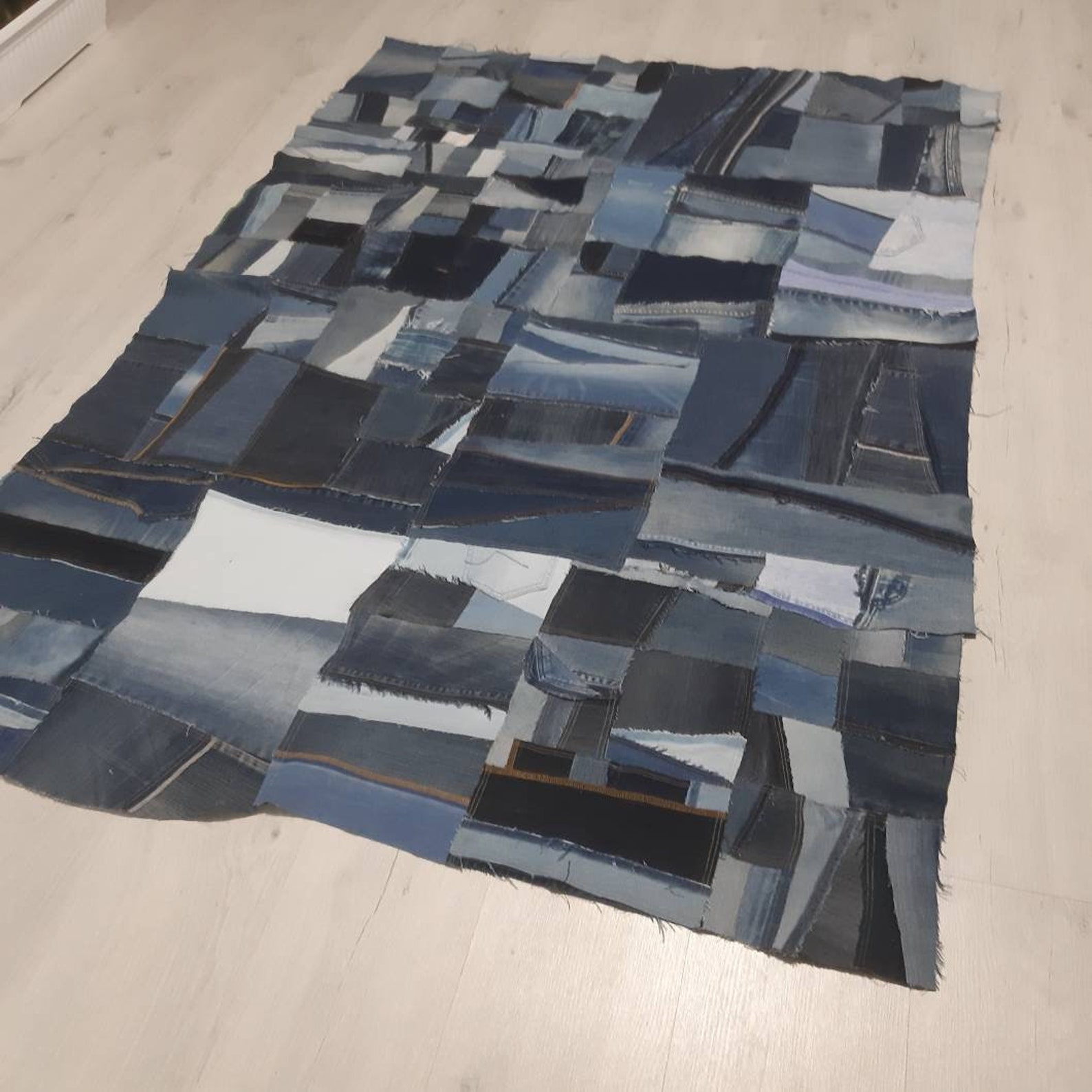 Denim Patchwork for Creativity Handmade Canvas for Your | Etsy