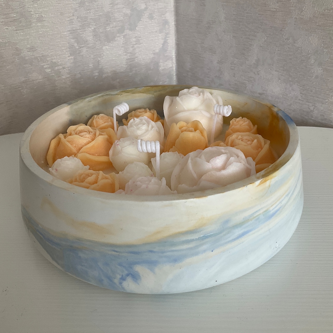 Handmade Scented Soy Candle in a Gypsum Dish, Fragrant Container Candle ...