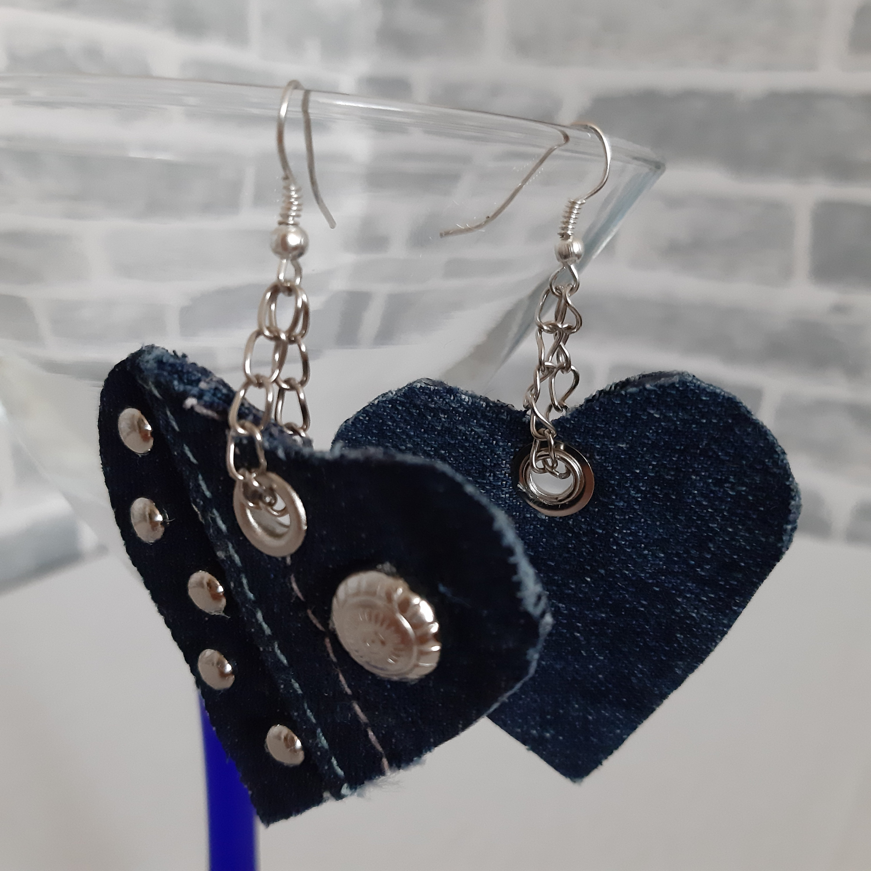Vintage Denim Earrings for a Disco Party Handmade From - Etsy