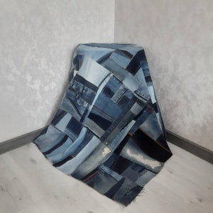 Denim patchwork for creativity handmade canvas for your | Etsy