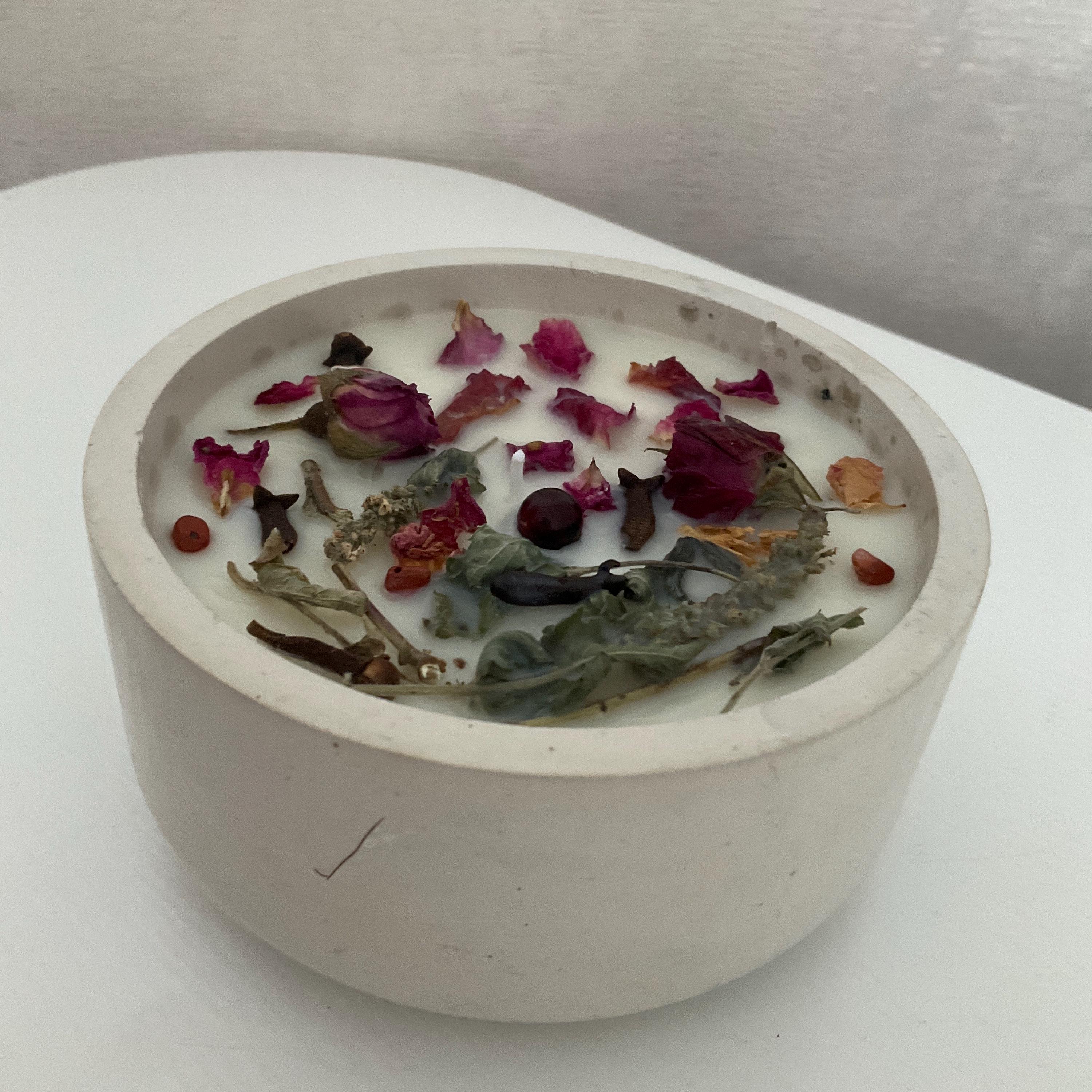 Handmade Ritual Candle in Gypsum Dish, Scented Intention Candle ...