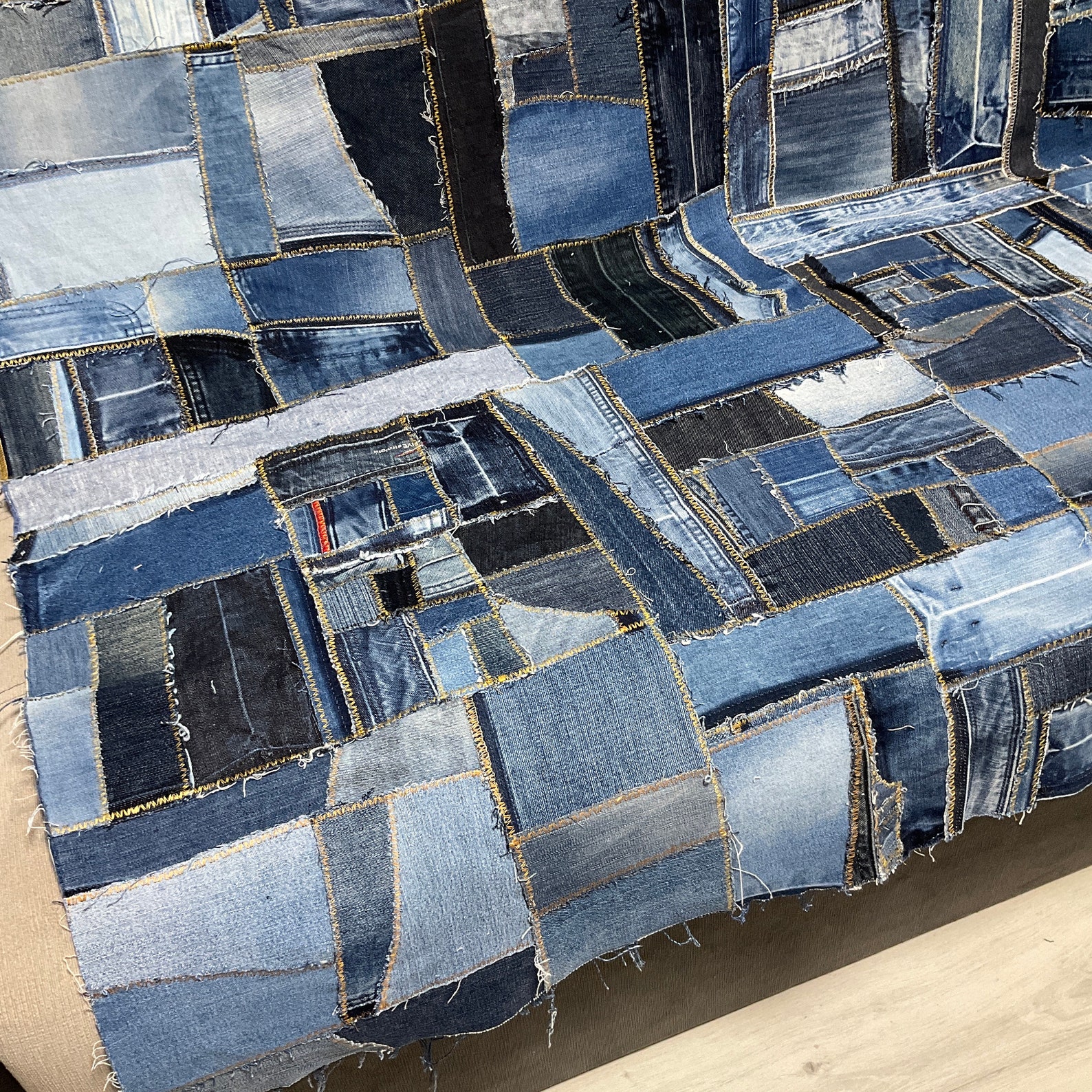 Denim Patchwork for Creativity, Handmade Canvas for Your Project From ...