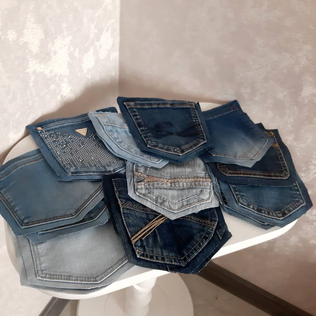 Set of 20 Pieces Denim Pockets Recycled Denim Pockets From - Etsy