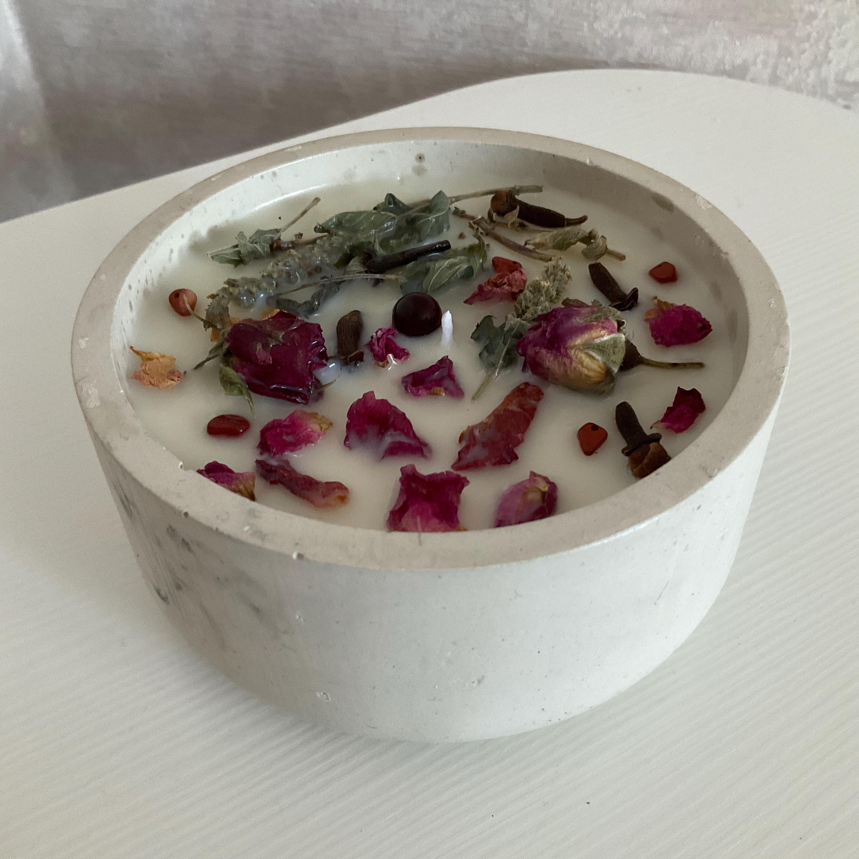 Handmade Ritual Candle in Gypsum Dish, Scented Intention Candle ...