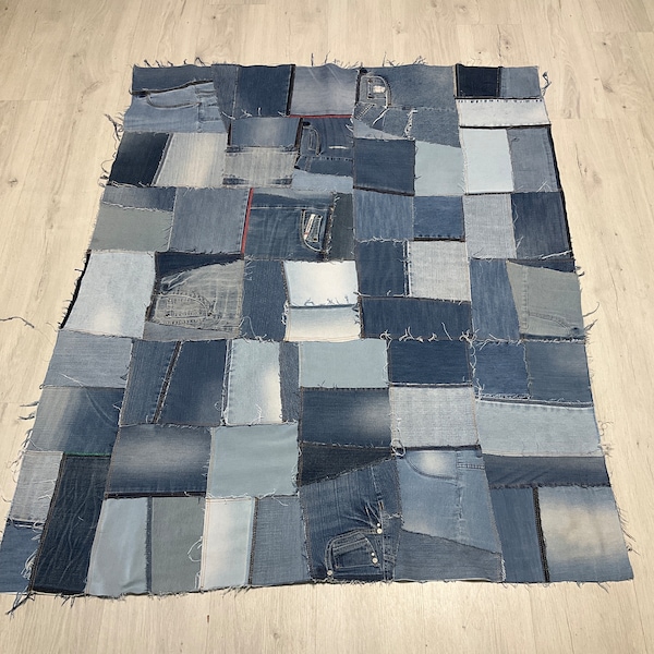 Patchwork Denim Fabric - Etsy