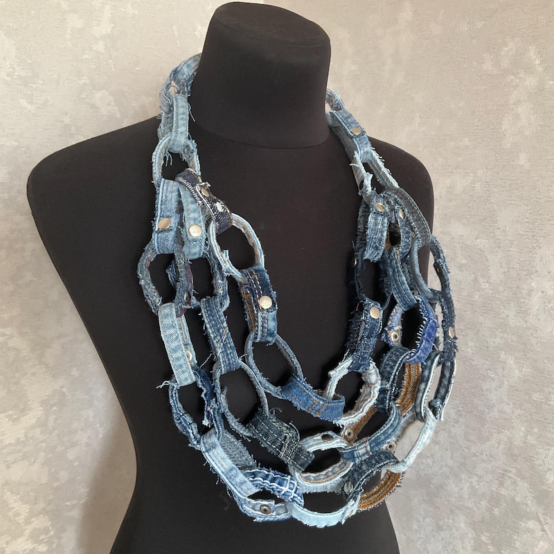 Denim Necklace - Etsy