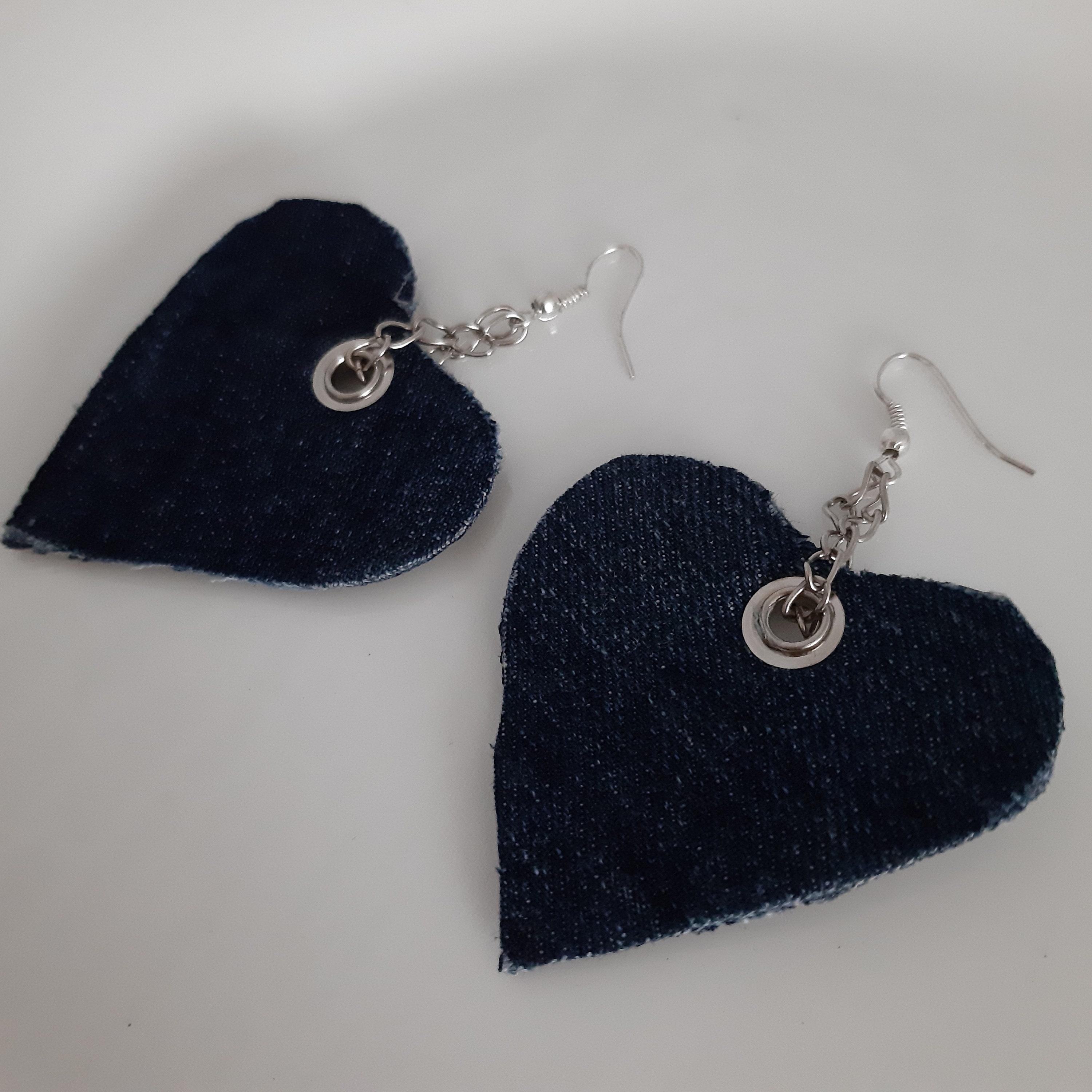 Vintage Denim Earrings for a Disco Party Handmade From - Etsy